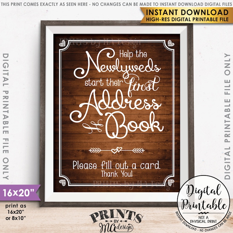 Address Book Wedding Sign, Ask Guests for Their Address, Create Address ...