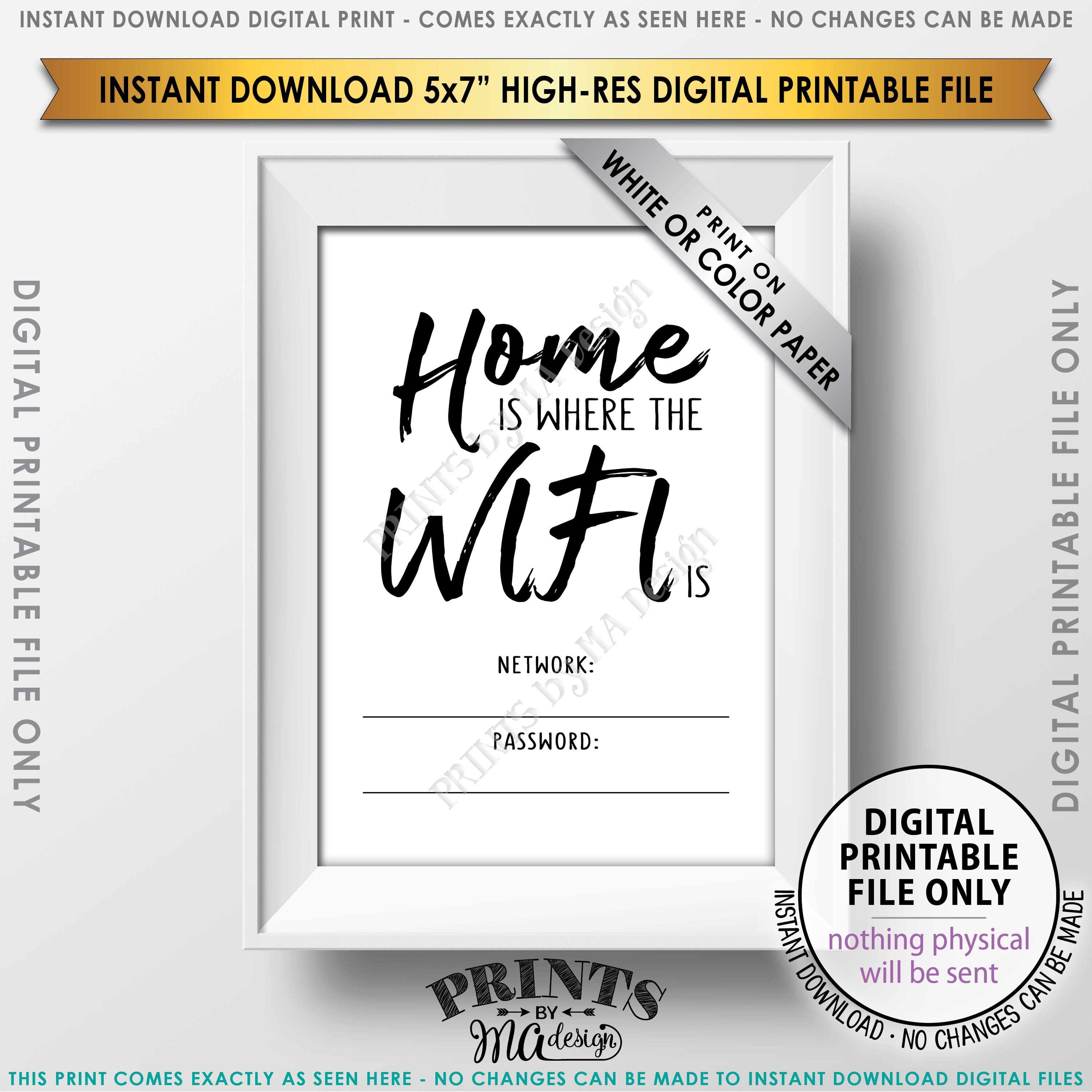 WIFI Password Printable Sign WiFi Password Sign Home Wifi Sign Home 