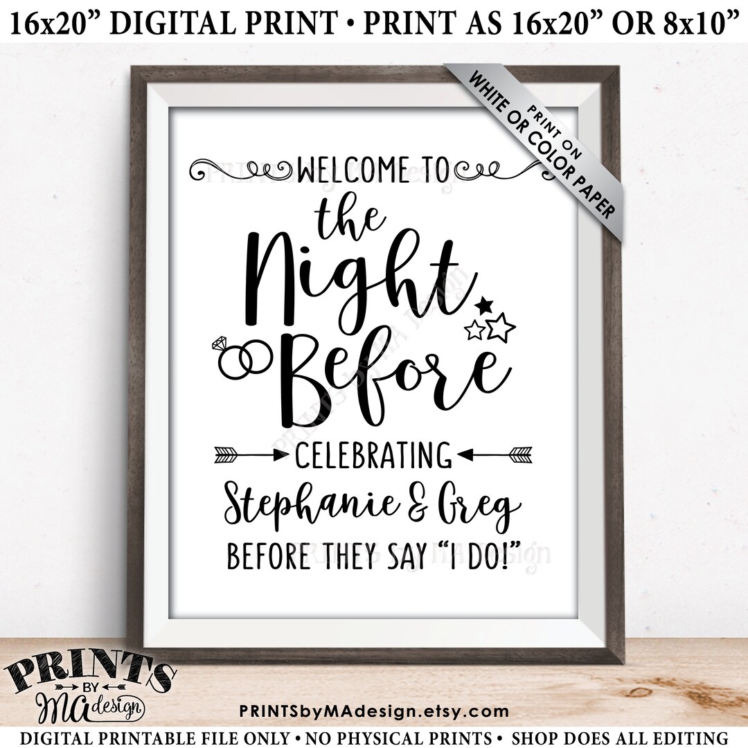 The Night Before Sign, Welcome to the Night Before Sign, Wedding ...