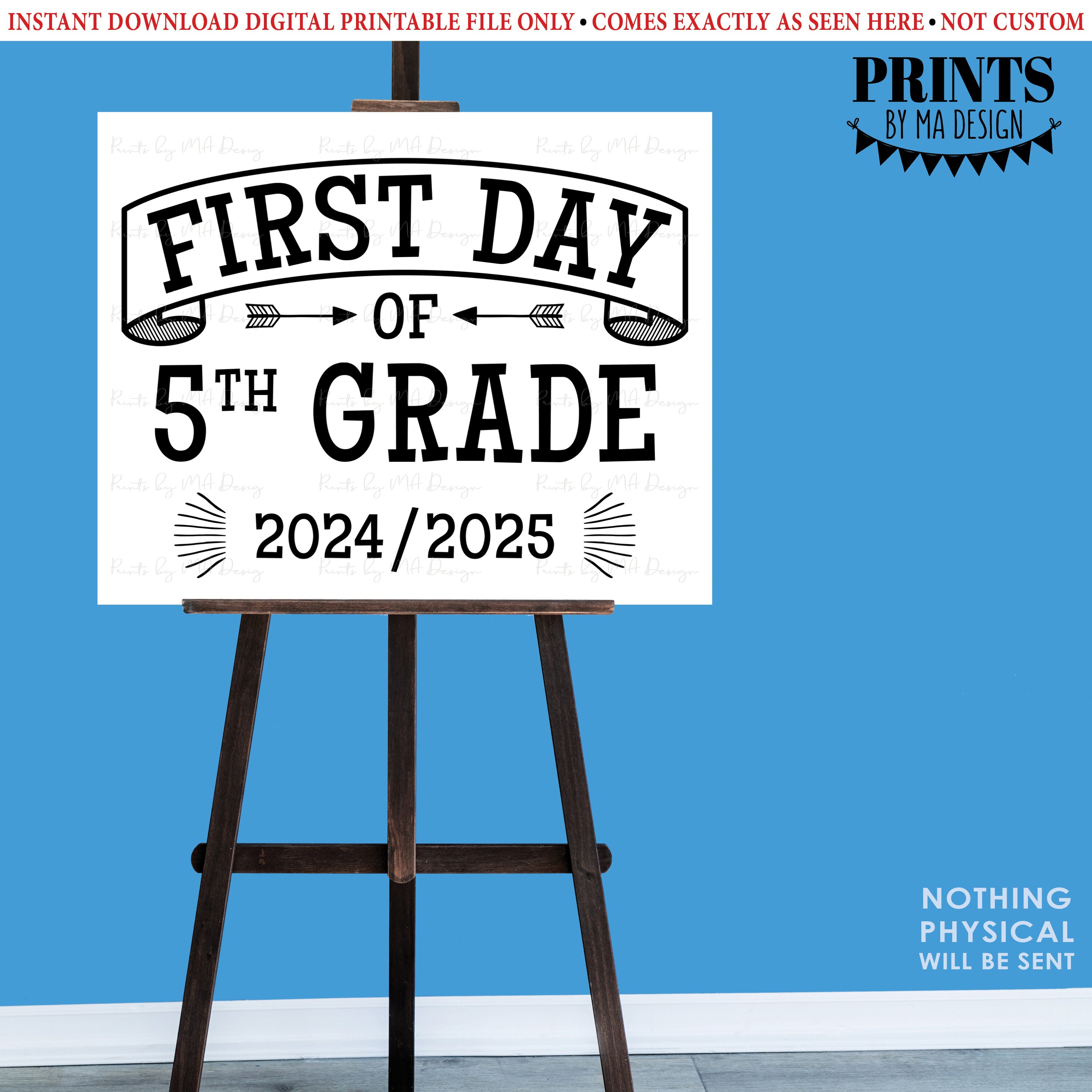 First Day of School Sign, Fifth Grader, Starting 5th Grade, 2024-2025 ...