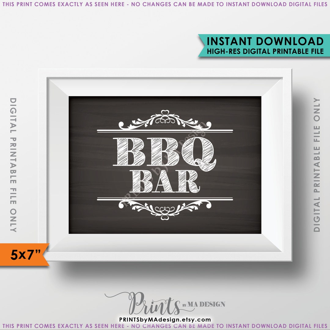 BBQ Bar Sign, Barbecue Sign, BBQ Sign, Cookout Sign, Picnic, Cook Out ...