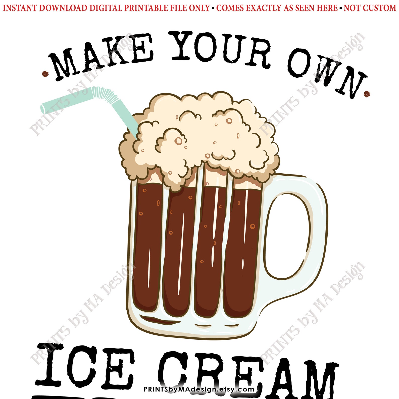 Ice Cream Float Sign Build An Ice Cream Float Ice Cream Soda Etsy