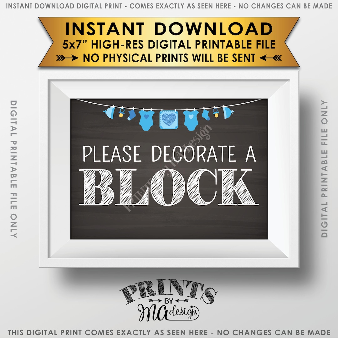 Decorate a Block Sign, Baby BOY Shower Activity, Color a Block, Baby ...