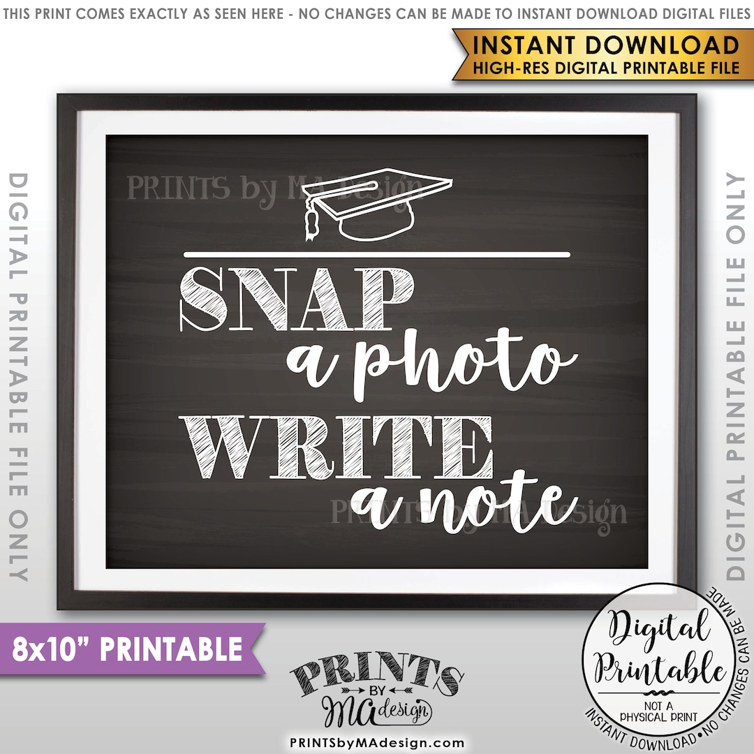 Snap a Photo and Write a Note Sign, Take a Photo. Graduation Party ...