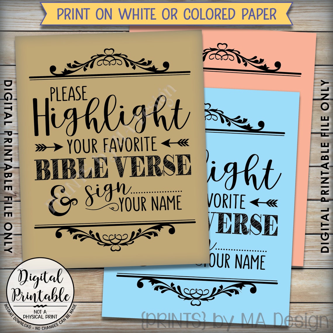 Highlight Your Favorite Bible Verse and Sign Your Name Wedding - Etsy