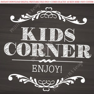 Kids Corner Sign, Enjoy the Kids Activities Kids Table Wedding Sign ...