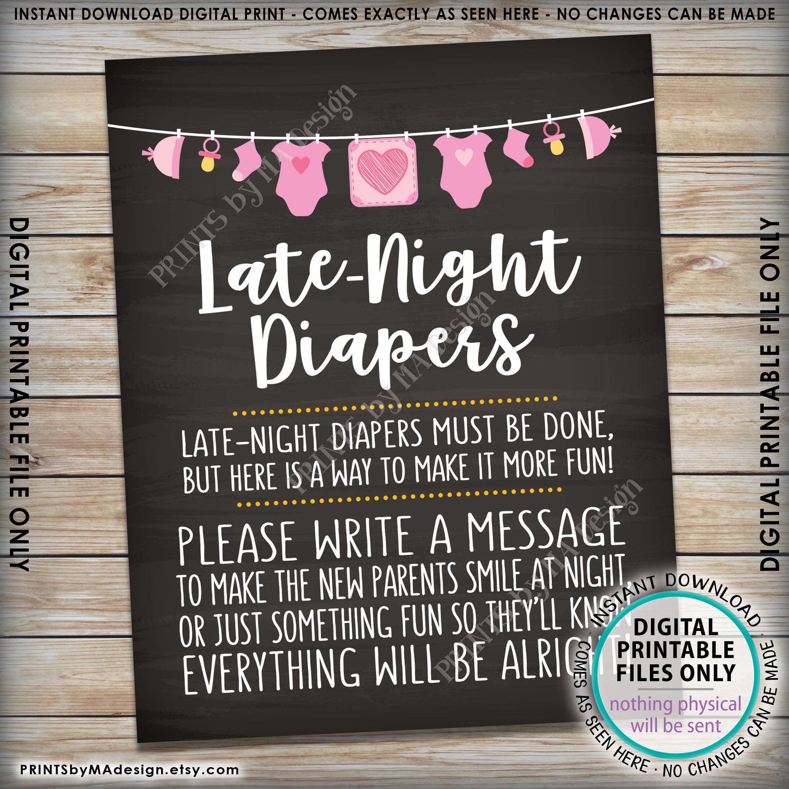 Late Night Diaper Sign Late-night Diapers Sign the Diaper | Etsy