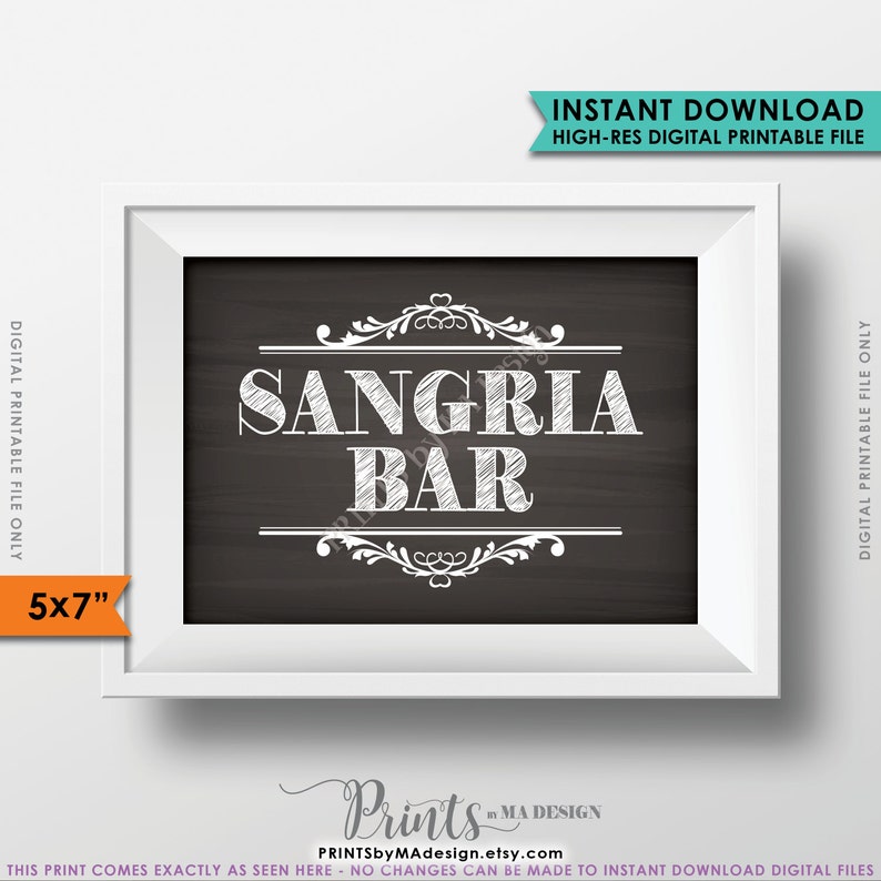 Sangria Bar Sign Sangria Sign Wedding Shower Birthday - Etsy