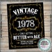 1978 Birthday Sign, 1978 B-day Better With Age Vintage Birthday Poster ...