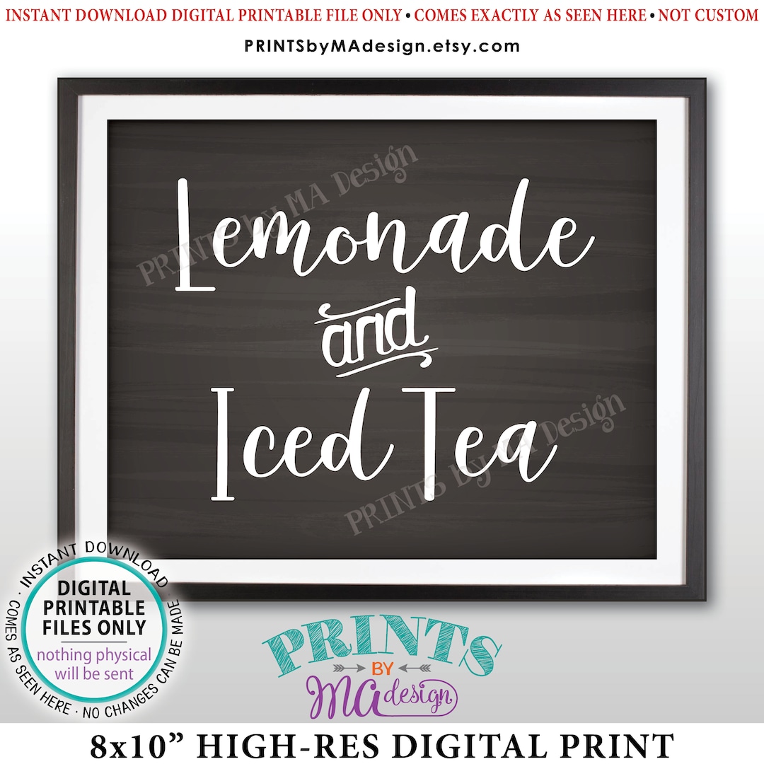 Lemonade & Iced Tea Sign, Ice Tea and Lemonade, Non-alcoholic Drinks ...