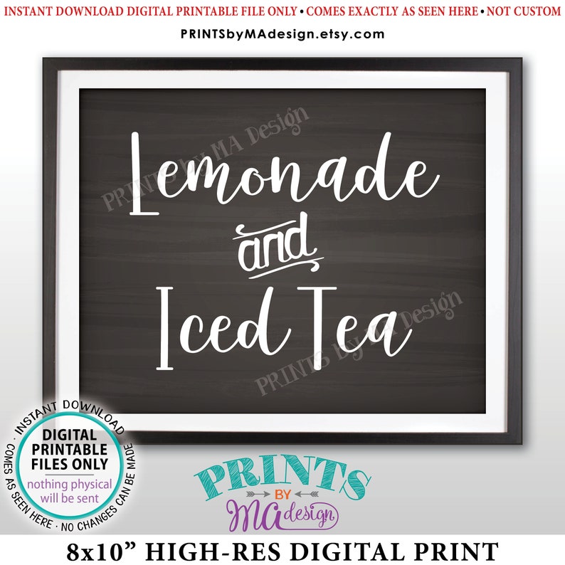 Lemonade & Iced Tea Sign, Ice Tea and Lemonade, Non-alcoholic Drinks ...