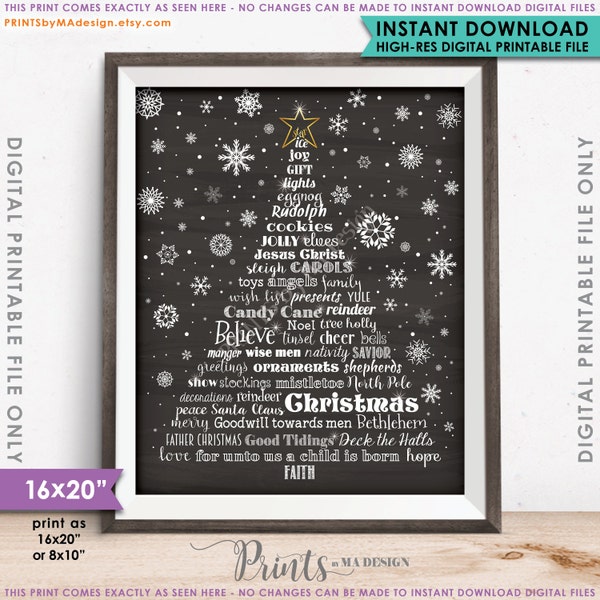 Christmas Tree Words - Etsy