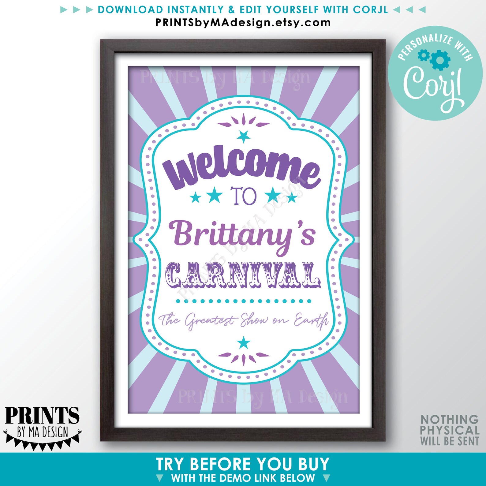 Carnival Welcome Sign, Welcome to the Carnival Entrance Sign, Custom ...