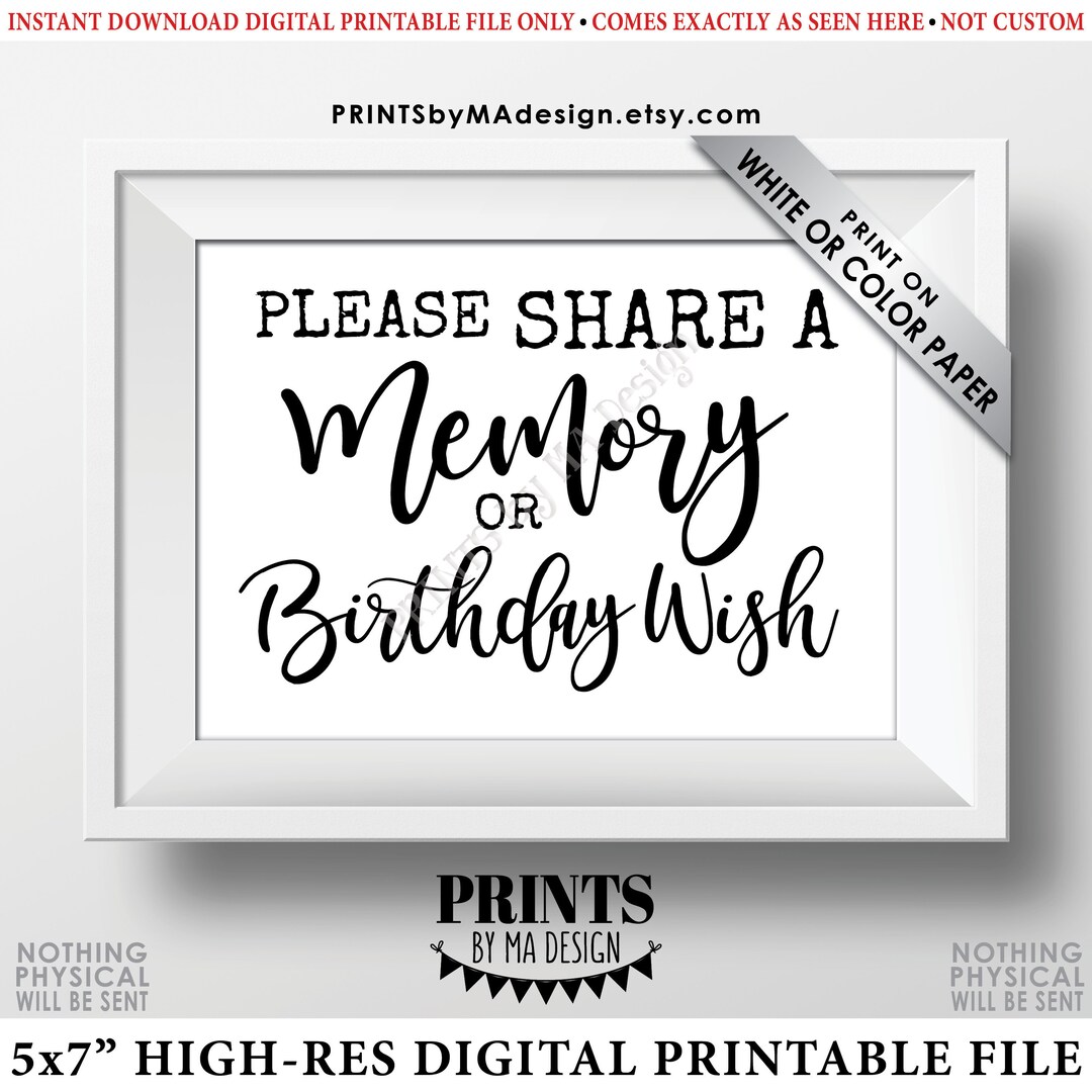 Share a Memory or Birthday Wish Sign, Write a Memory, Share Memories ...