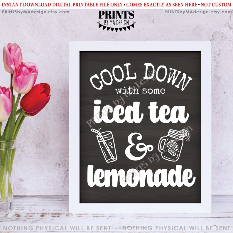 Iced Tea and Lemonade Sign Cool Down With Some Cold - Etsy