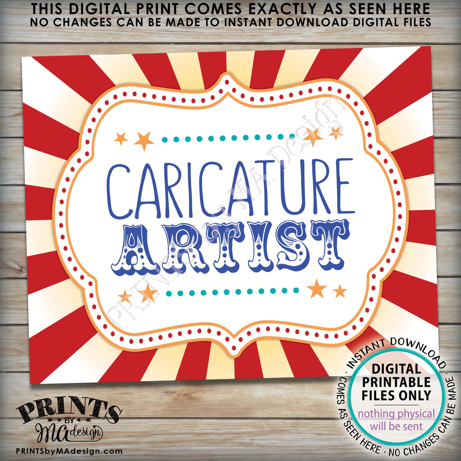 Caricature Artist Sign Caricature Artist Carnival Theme Party - Etsy