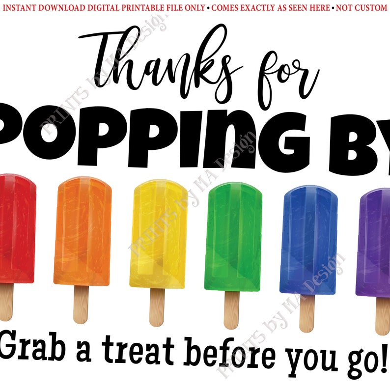 Thanks for Popping by Sign Ice Pops Party Favor Sign | Etsy