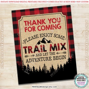 Lumberjack Trail Mix Sign, Thank You for Coming, Enjoy Some Trail Mix ...