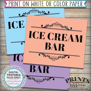 Ice Cream Bar Sign, Make Your Own Ice Cream Sundae Bar, Frozen Treats ...