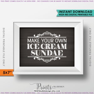 Sundae Sign, Make Your Own Ice Cream Sundae Bar, Ice Cream Bar, Shower ...