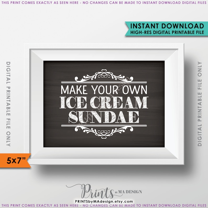 Sundae Sign Make Your Own Ice Cream Sundae Bar Ice Cream - Etsy