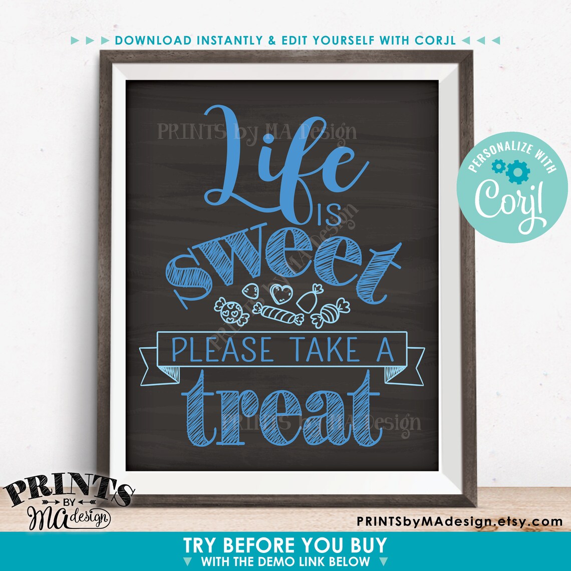 Life is Sweet Please Take a Treat Sign Candy Bar PRINTABLE | Etsy