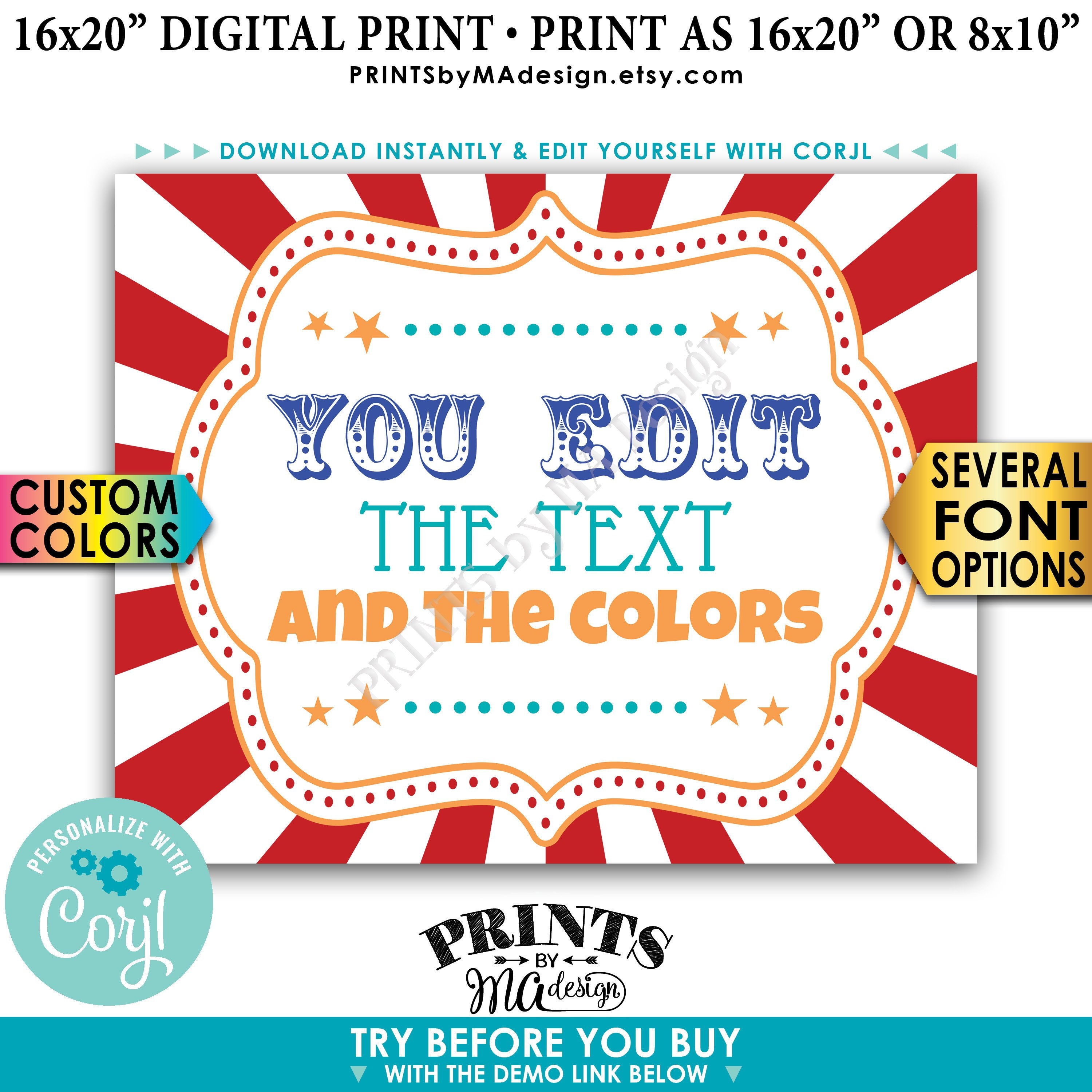 Custom Carnival Sign, Carnival Theme Party Sign, Circus Birthday Party ...