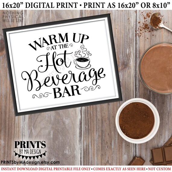 Warm up at the Hot Beverage Bar Sign Coffee Tea Hot | Etsy