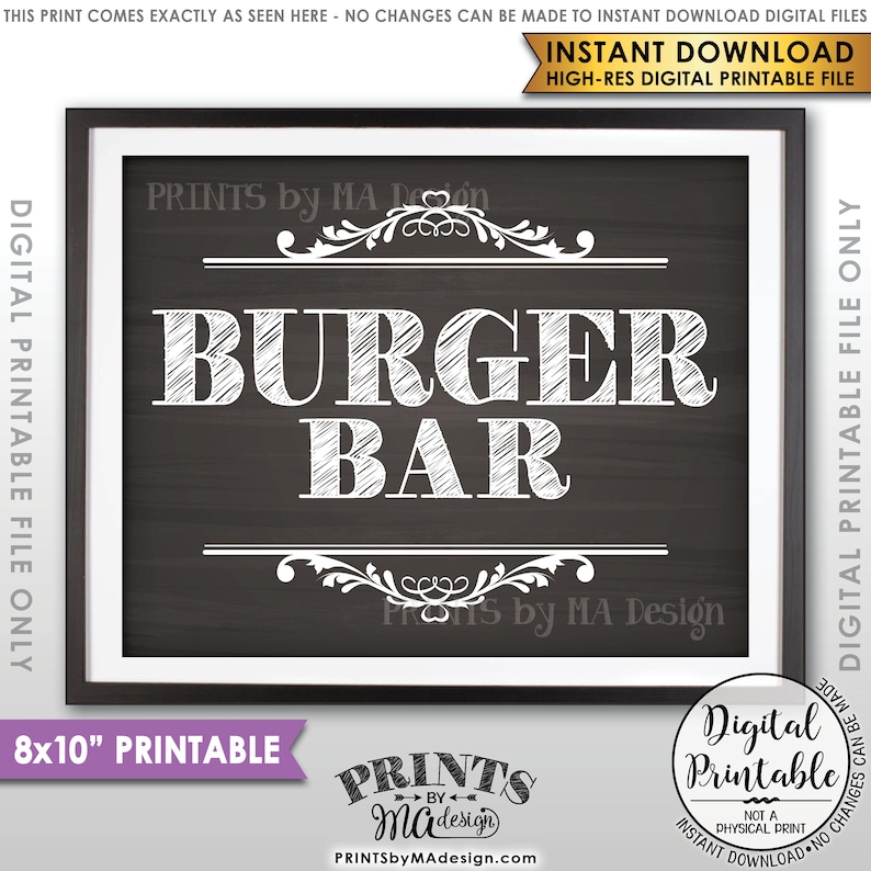 Burger Bar Sign Build a Burger Sign Build Sliders | Etsy