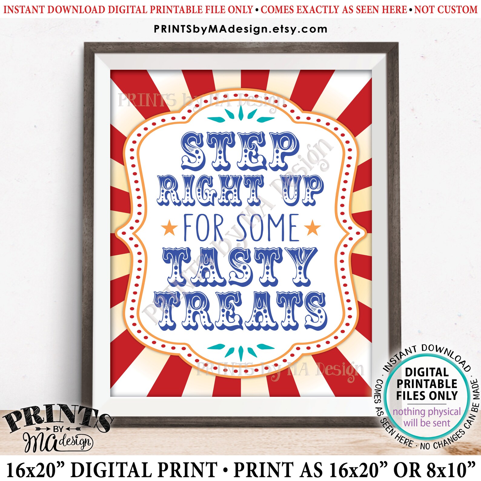 Step Right up for Some Tasty Treats Sign Carnival or Circus - Etsy