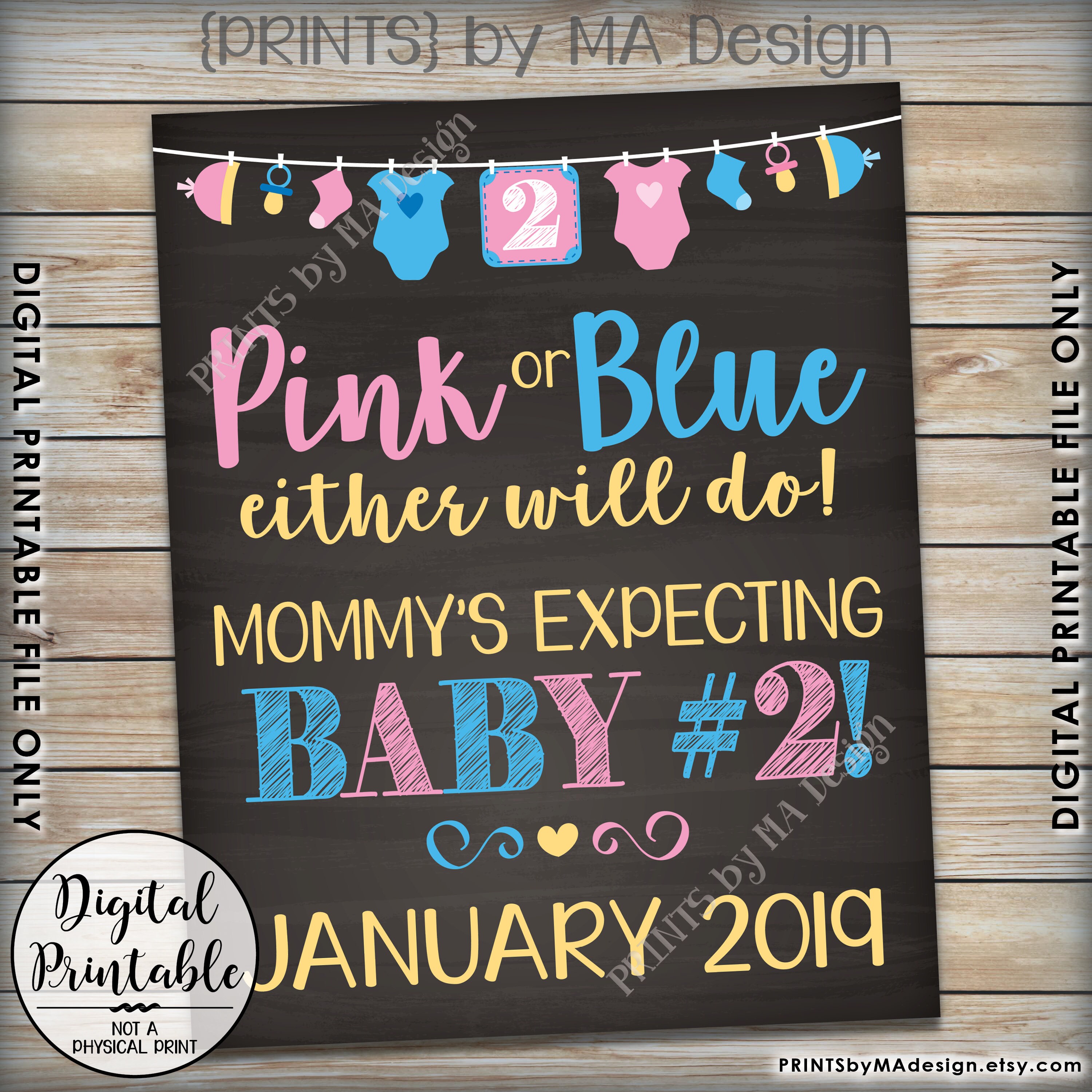 Baby Number 2 Pregnancy Announcement, Pink or Blue Either Will Do for ...