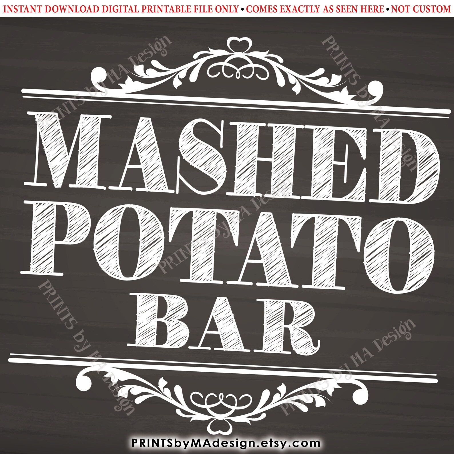 Mashed Potato Bar Sign, Build Your Own Bowl of Potatoes Station ...