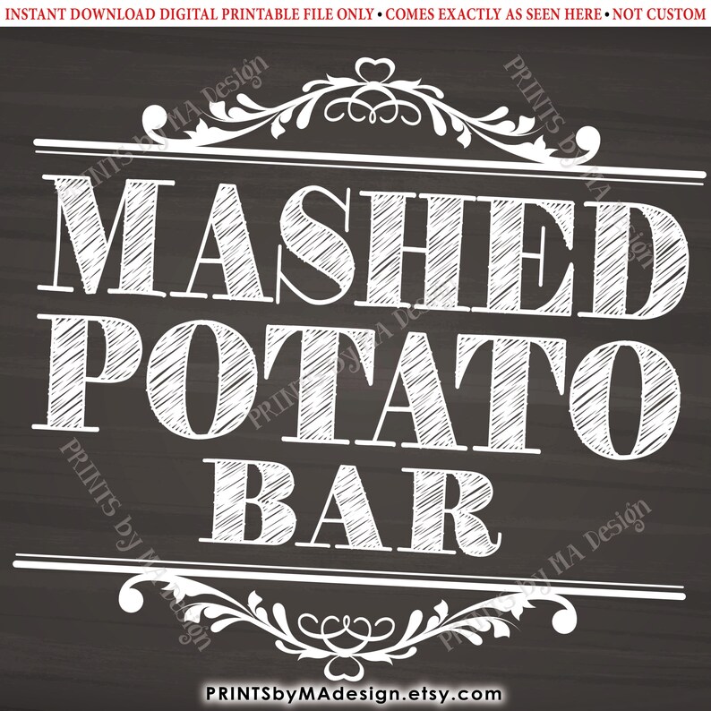 Mashed Potato Bar Sign Build Your Own Bowl of Potatoes - Etsy