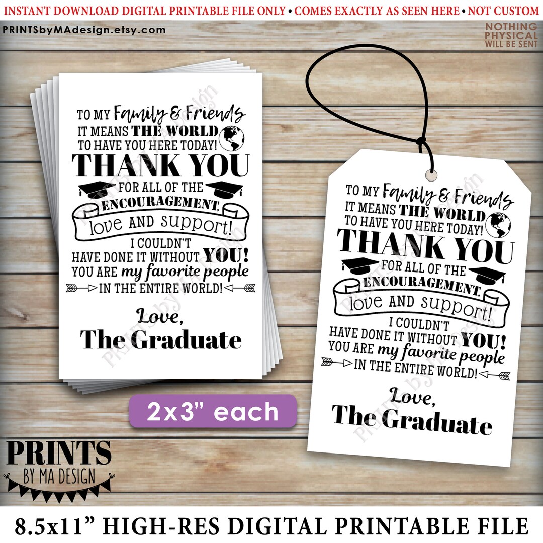 Graduation Party Thank You Cards, Thanks From the Graduate, Wallet Size ...