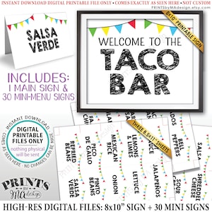 Taco Bar Sign and Labels, Taco Buffet, Build Your Own Taco Station ...