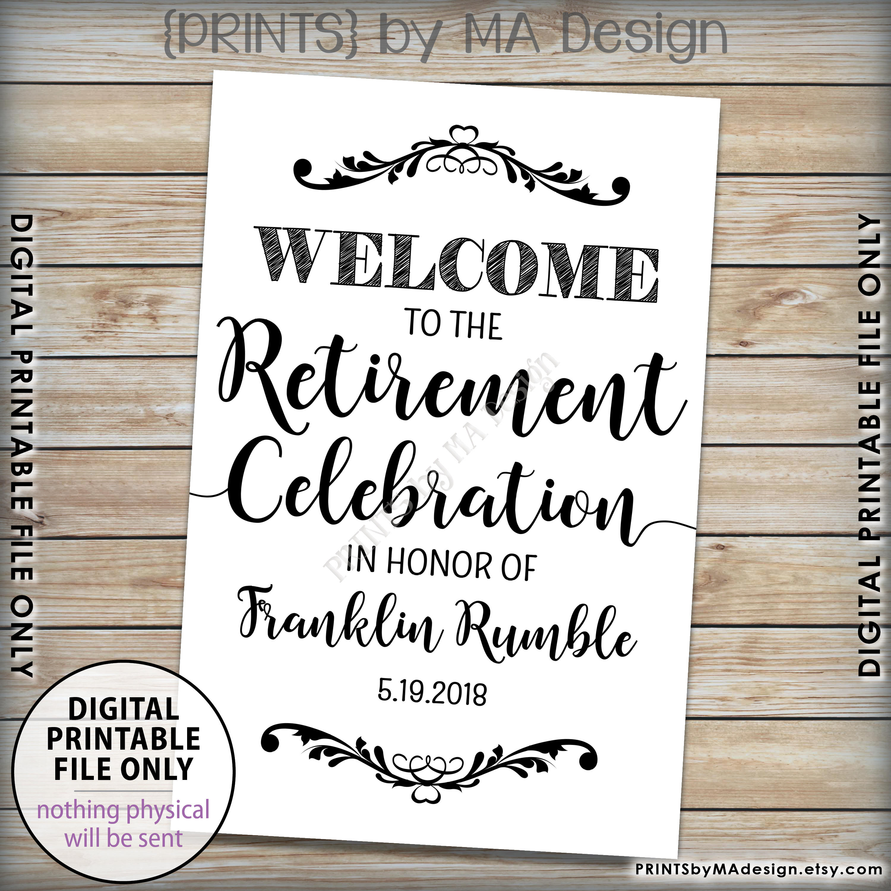 Retirement Party Sign, Welcome to the Retirement Celebration Welcome ...