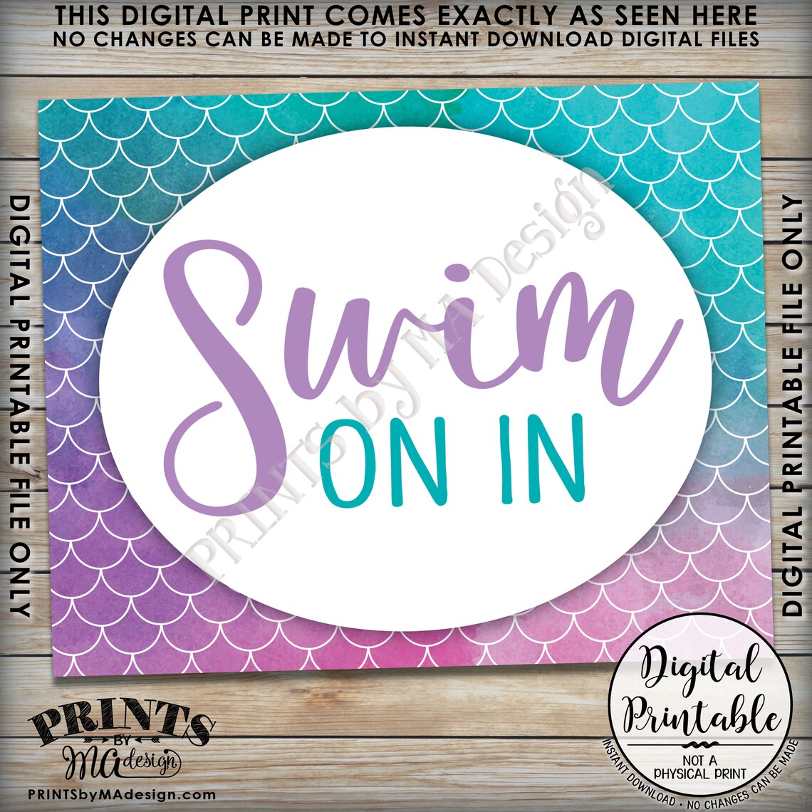 Mermaid Party Sign, Swim on in Mermaid Welcome Sign, Mermaid Birthday ...