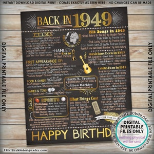 Back in 1949 Birthday Poster Board, Flashback to 1949 Birthday ...