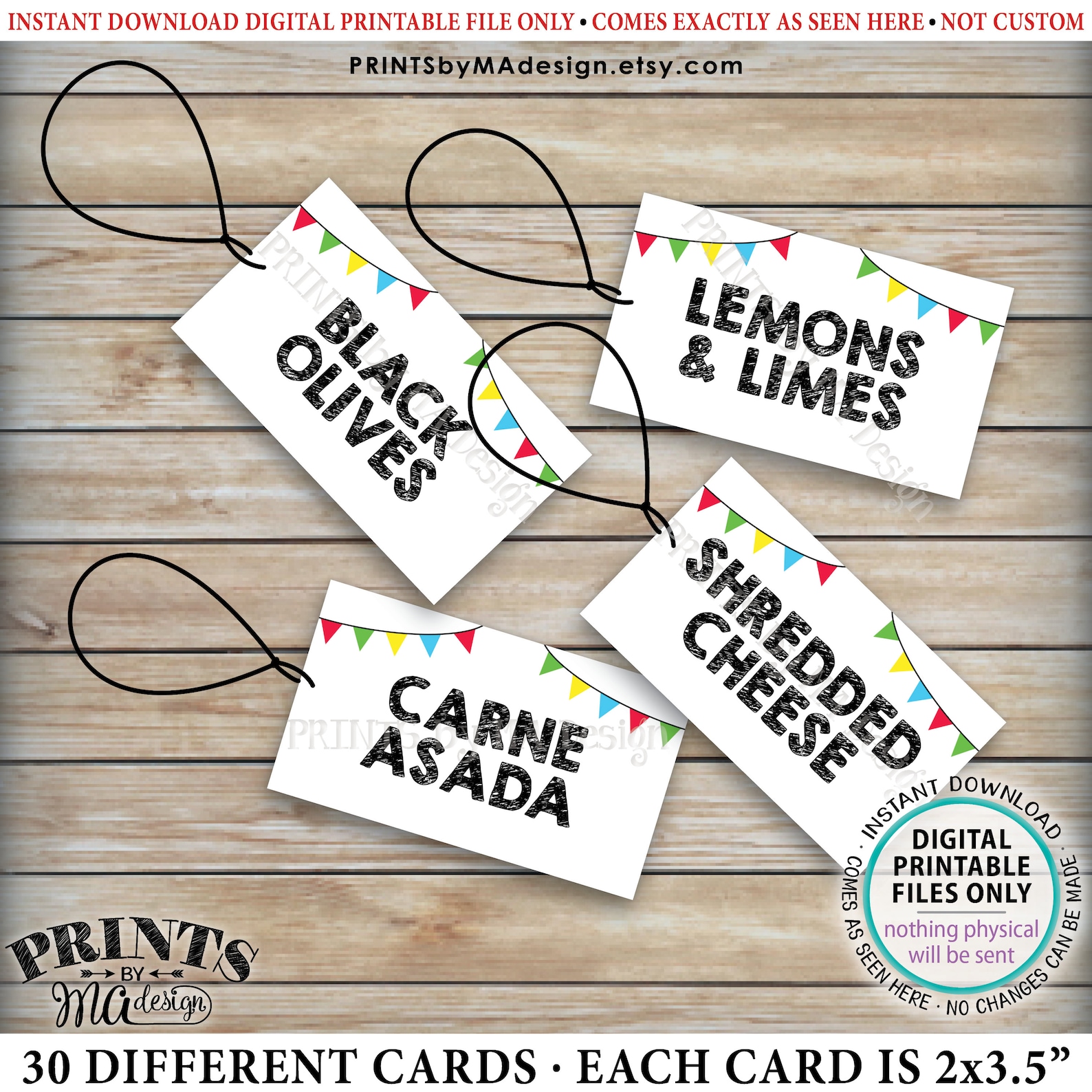 Taco Bar Sign and Labels, Taco Buffet, Build Your Own Taco Station ...