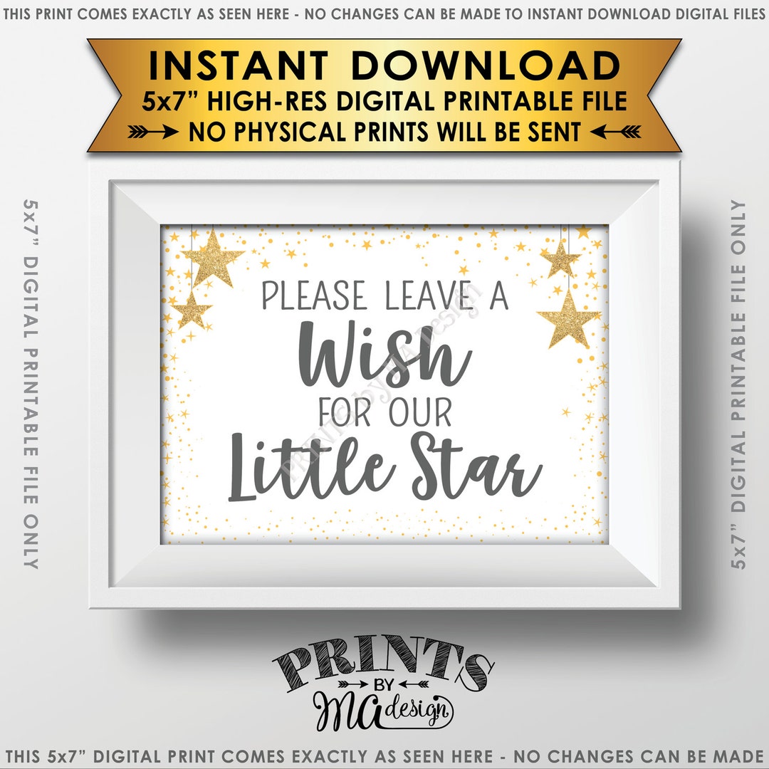 Well Wishes for Baby Shower Sign, Share a Wish Gray Text Baby Shower ...
