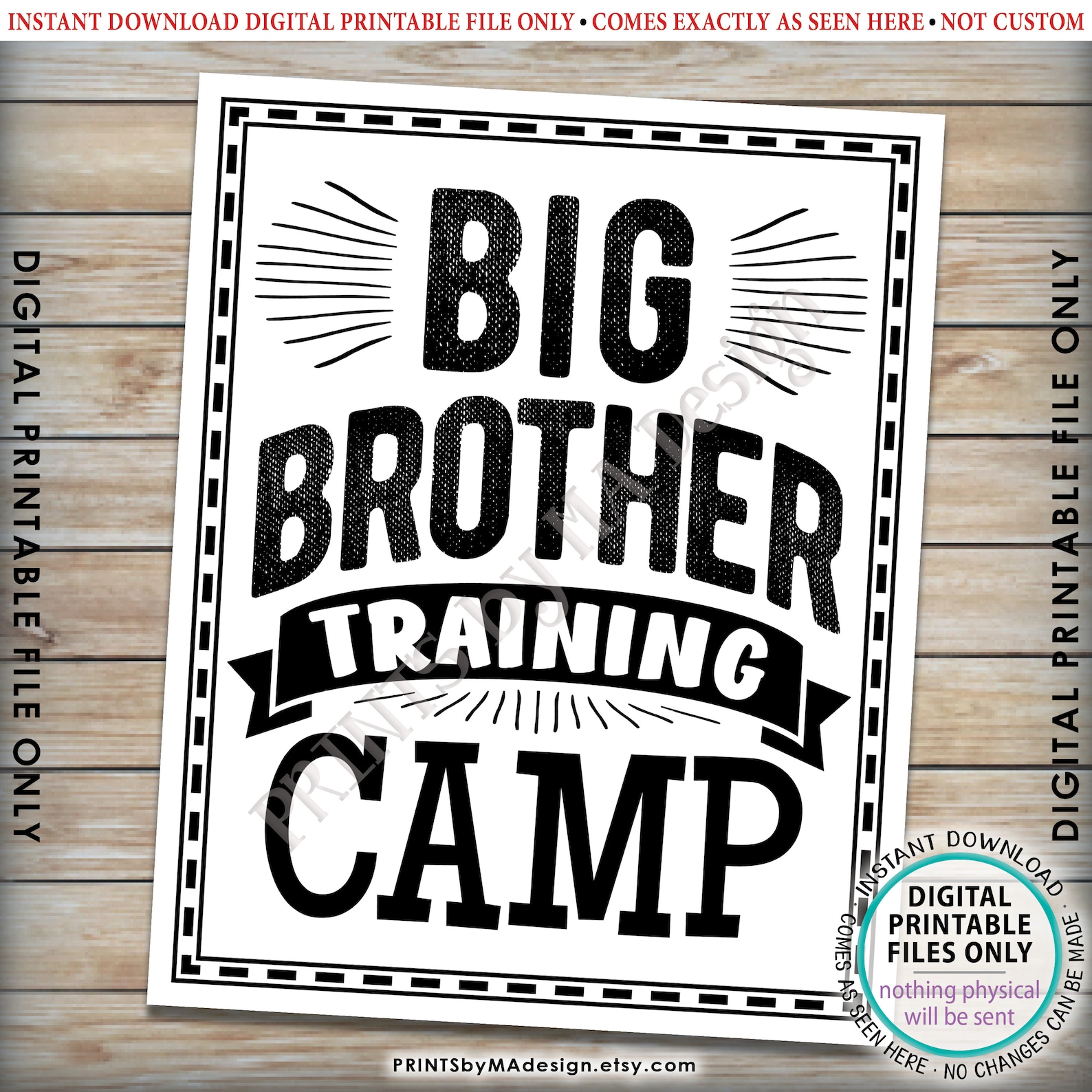 Big Brother Training Camp Photo Prop Signs Expecting Baby 2 - Etsy