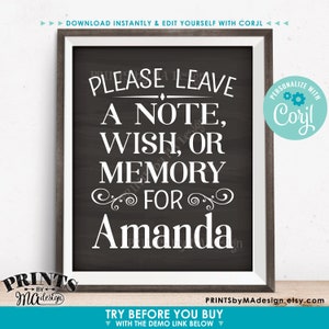Please Leave a Note Wish or Memory Sign, Write a Message Sign ...