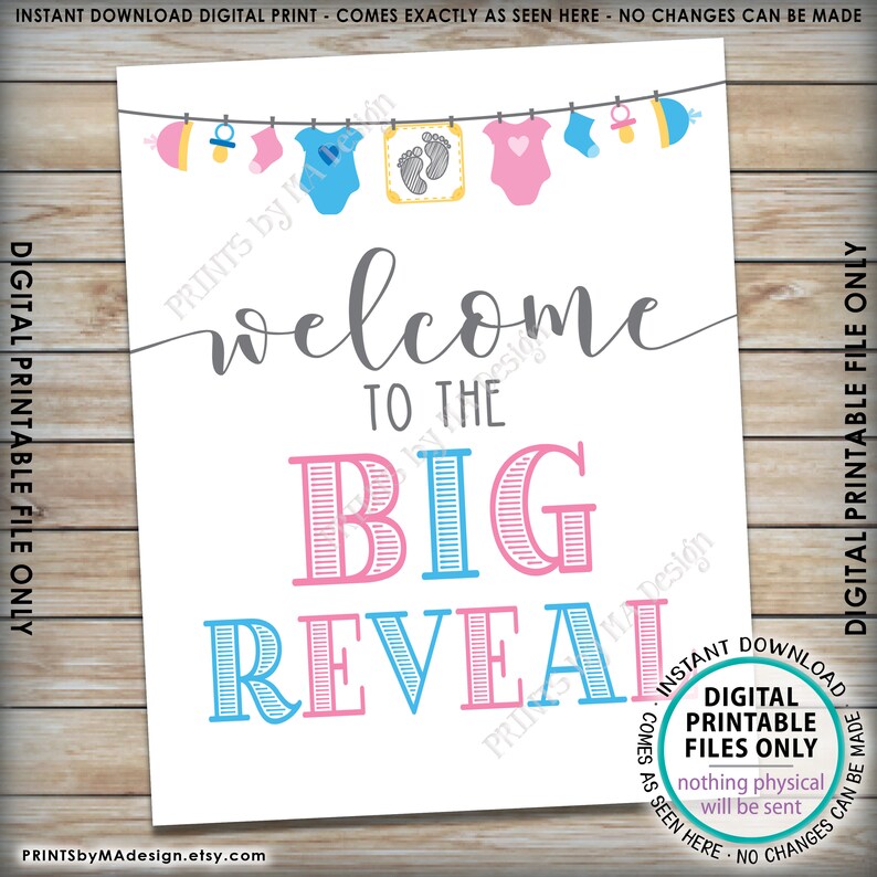 Welcome To The Big Reveal Sign Pink Or Blue Gender Reveal Etsy