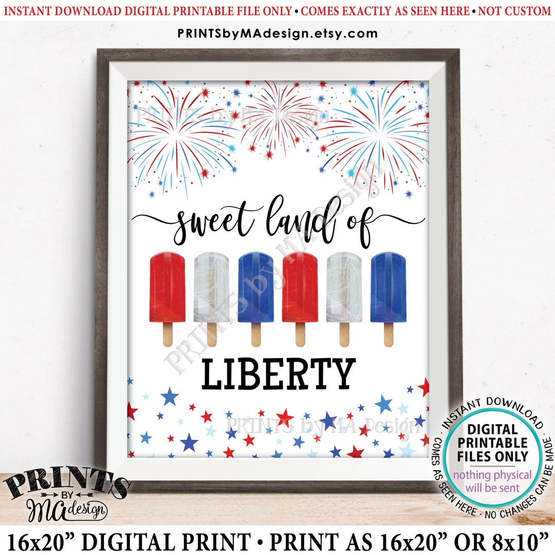 Sweet Land of Liberty Sign, Patriotic 4th of July Party Favors ...