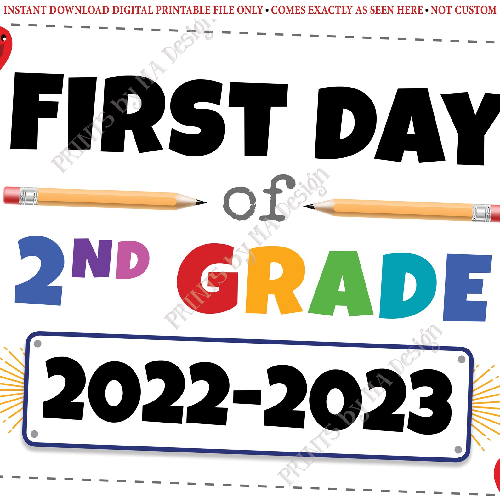 First Day of School Sign Second Grader Starting 2nd Grade - Etsy
