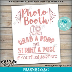 Photobooth Sign, Share on Social Media, Custom Colors, PRINTABLE 8x10 ...
