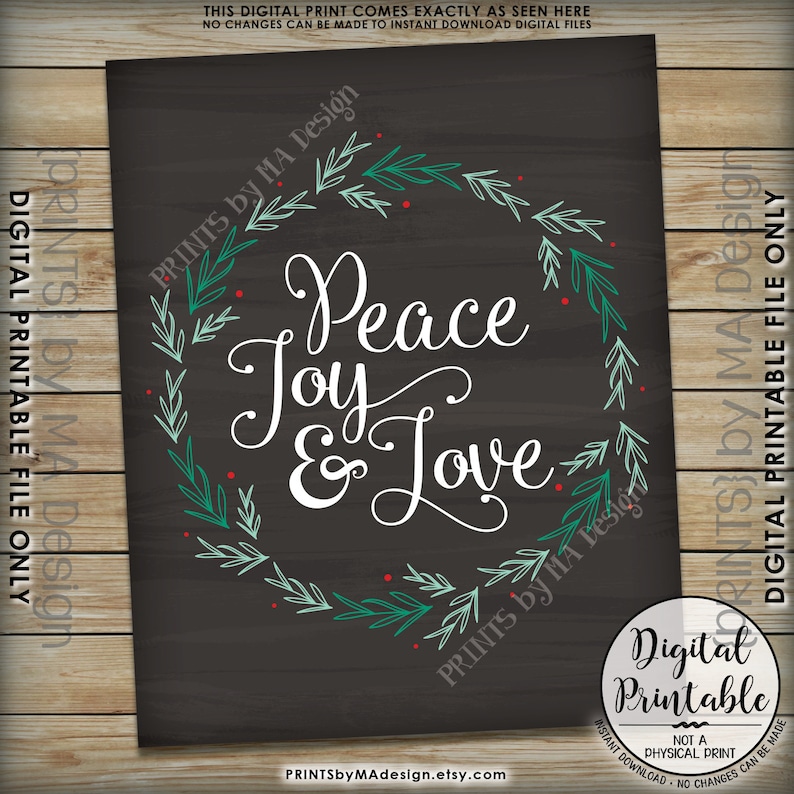 Peace Joy and Love Christmas Sign Peace Sign Merry Christmas - Etsy