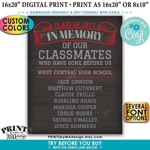 Classmate Memorial - Etsy