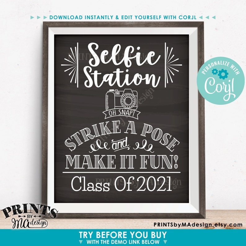 Selfie Station Sign Srike a Pose & Make It Fun Custom | Etsy