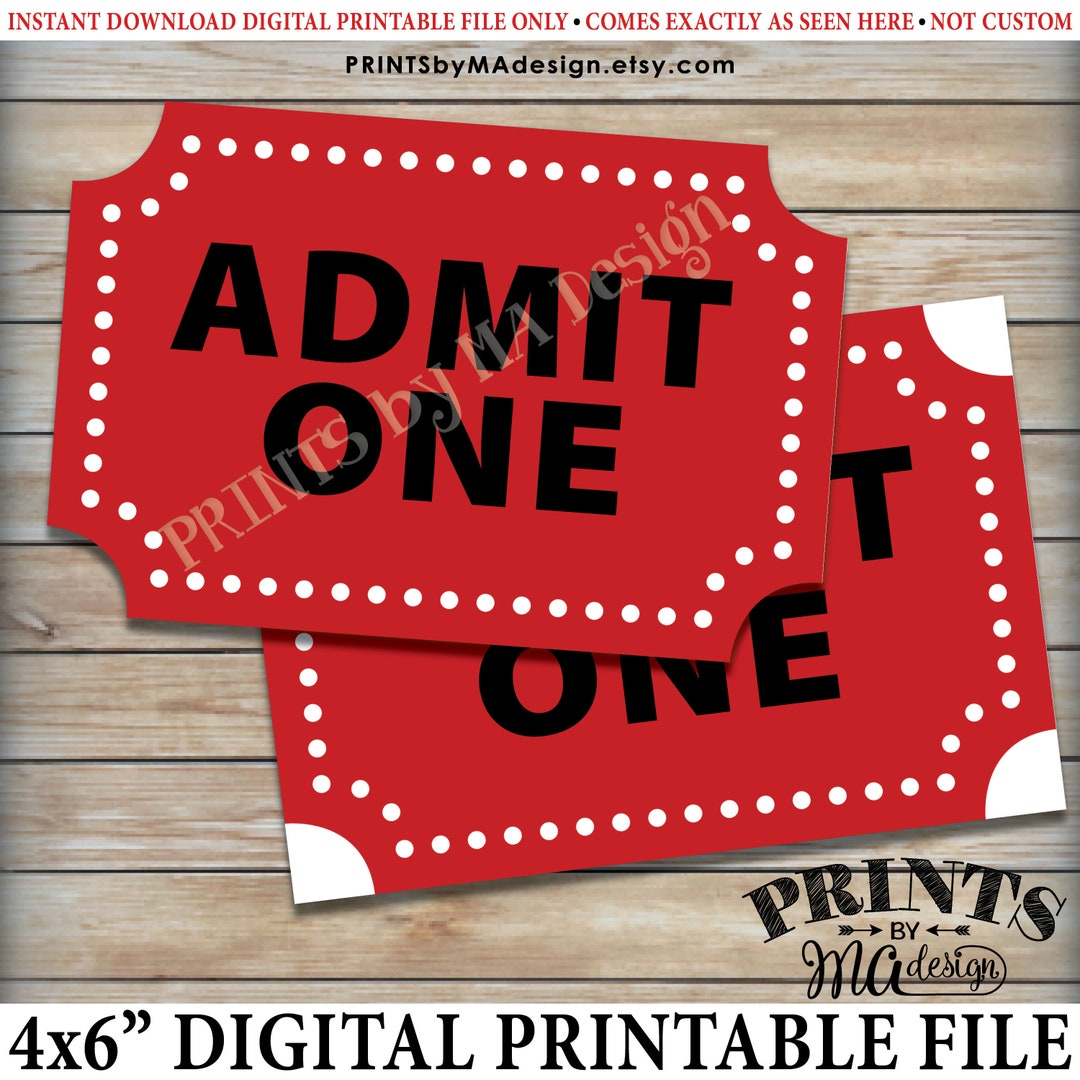 Admit One Carnival Ticket, Circus Ticket, Birthday Party, Halloween ...